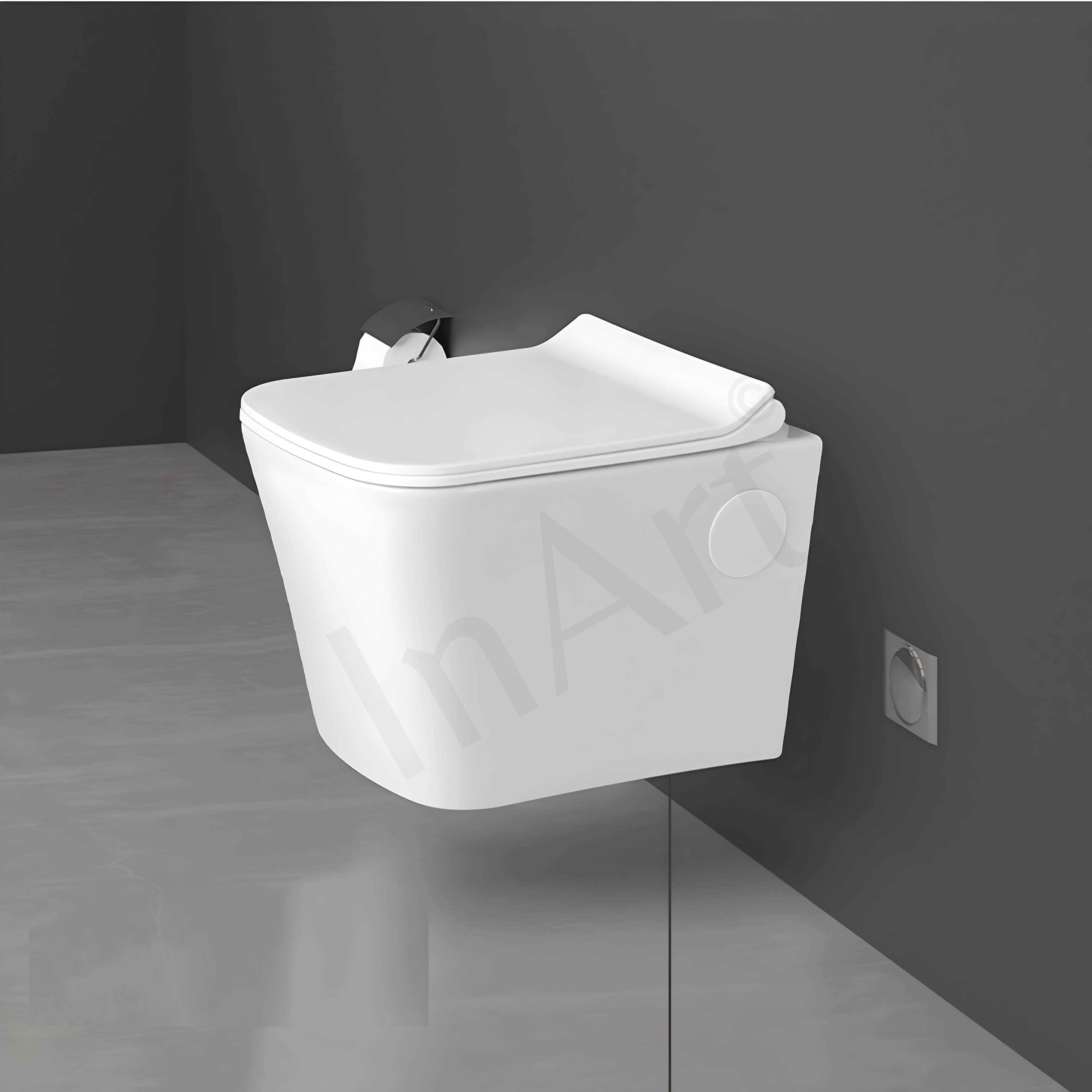 InArt Rimless Ceramic Wall-Hung Toilet - White, Soft Close Seat Cover ...
