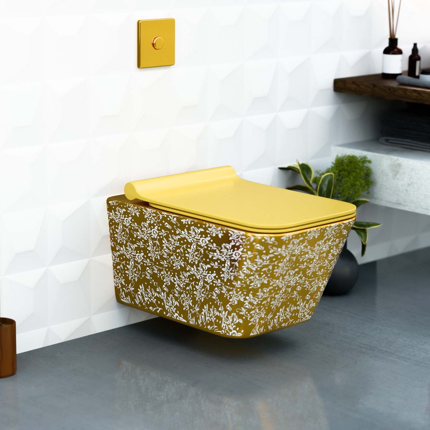 InArt Ceramic Rimless Wall Hung or Wall Mounted Water Closet Toilet wi ...