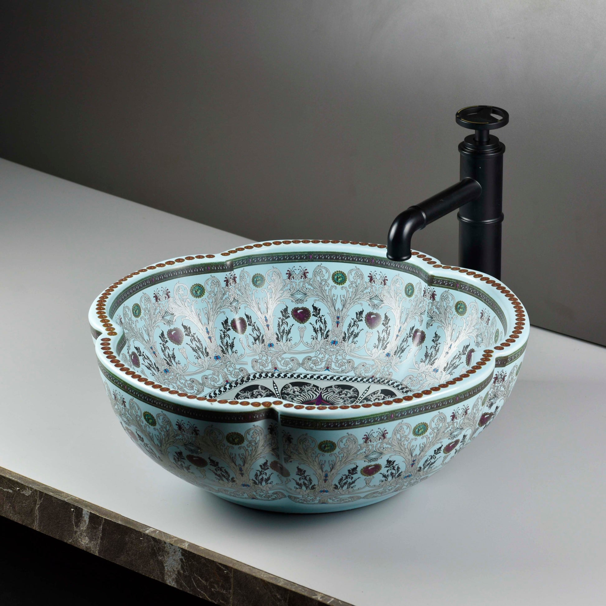 InArt Ceramic Round Wash Basin | Mexican 5 - Light Blue | European Sty