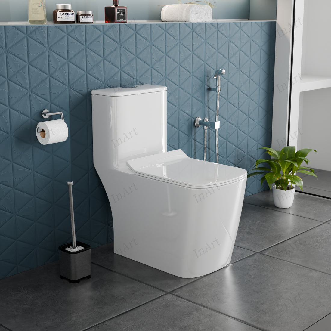 InArt Western Floor Mounted Rimless Syphonic One Piece Water Closet Eu ...