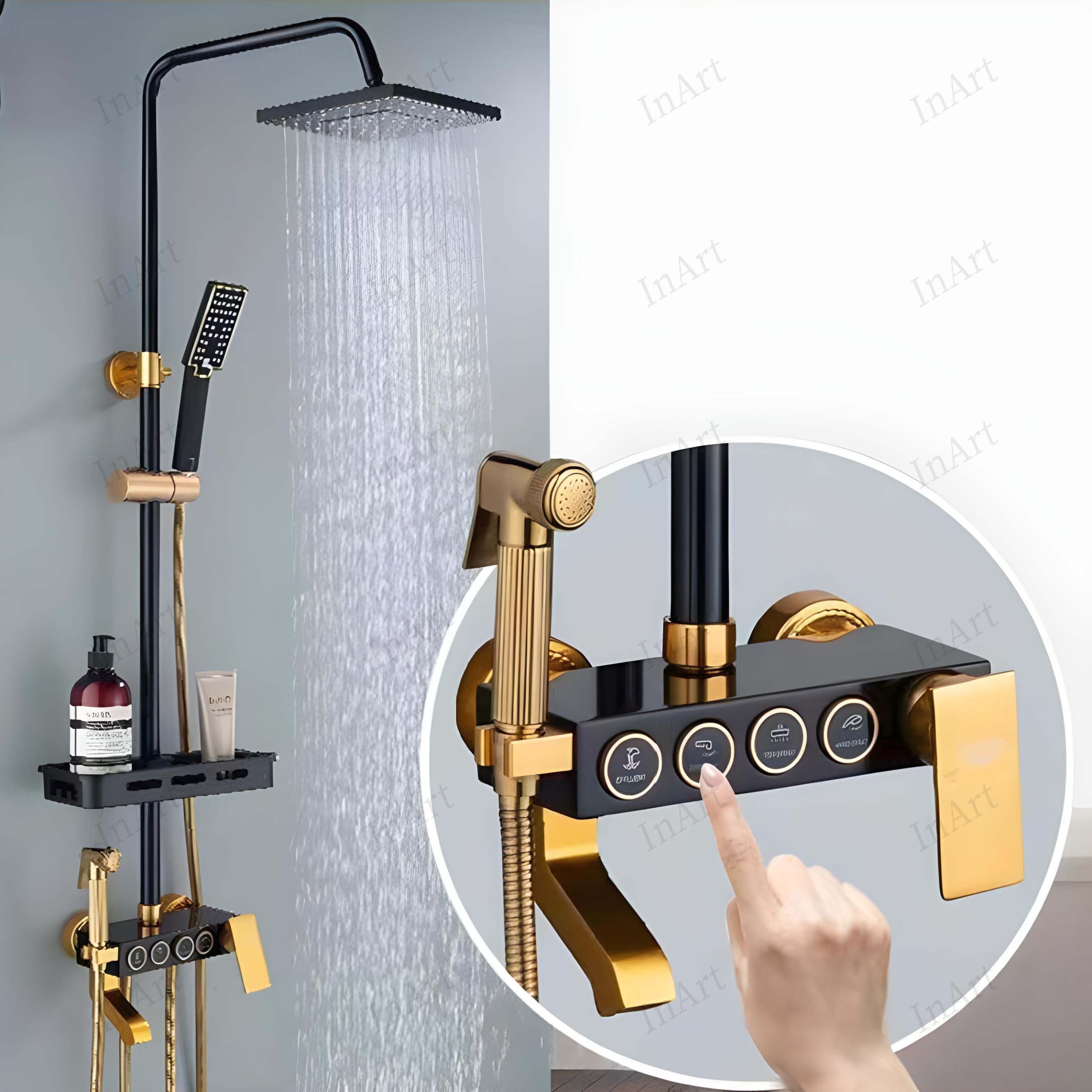 InArt Wall Mixer Shower Panel: SS304 Stainless Steel, Multi-Mode Rainf ...