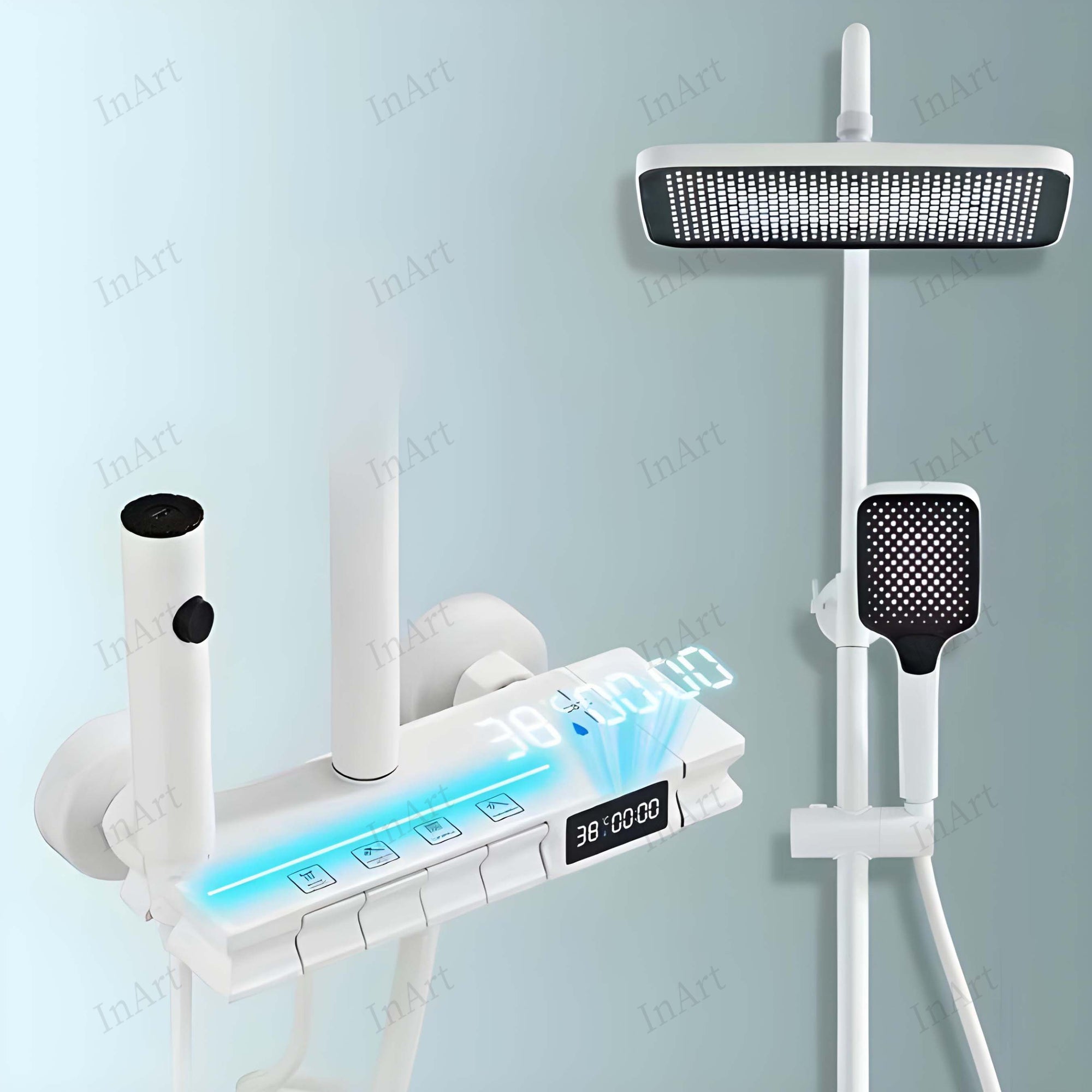 InArt Wall Mixer Shower Panel: SS304 Stainless Steel, Thermostatic, Mu ...