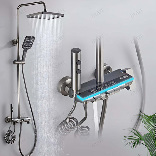 InArt Shower System with Digital Temperature Display, 11-Inch Rain Sho ...