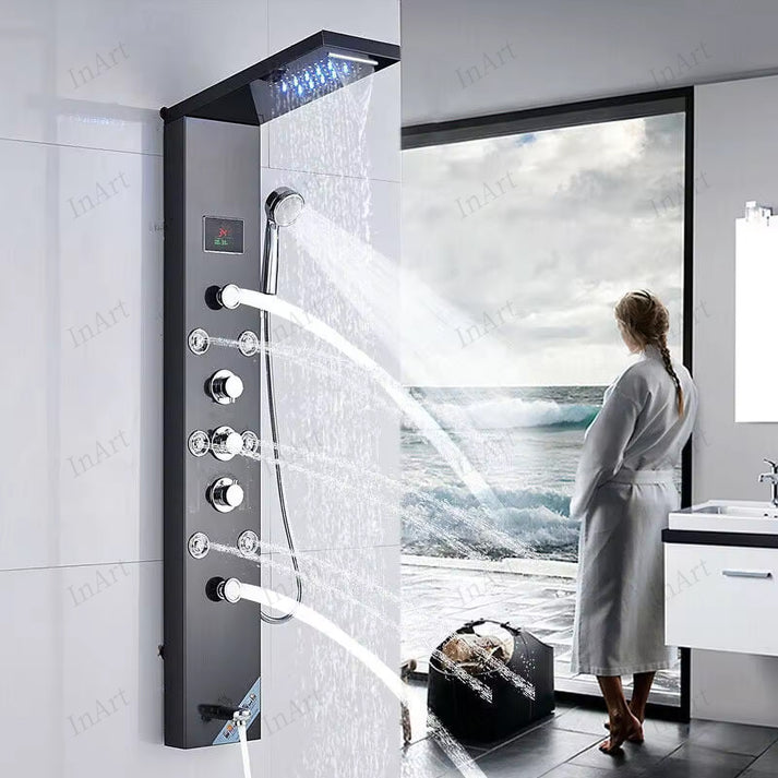 InArt Shower Panel Stainless Steel 304 | 6-in-1 Thermostatic Tower Sys ...