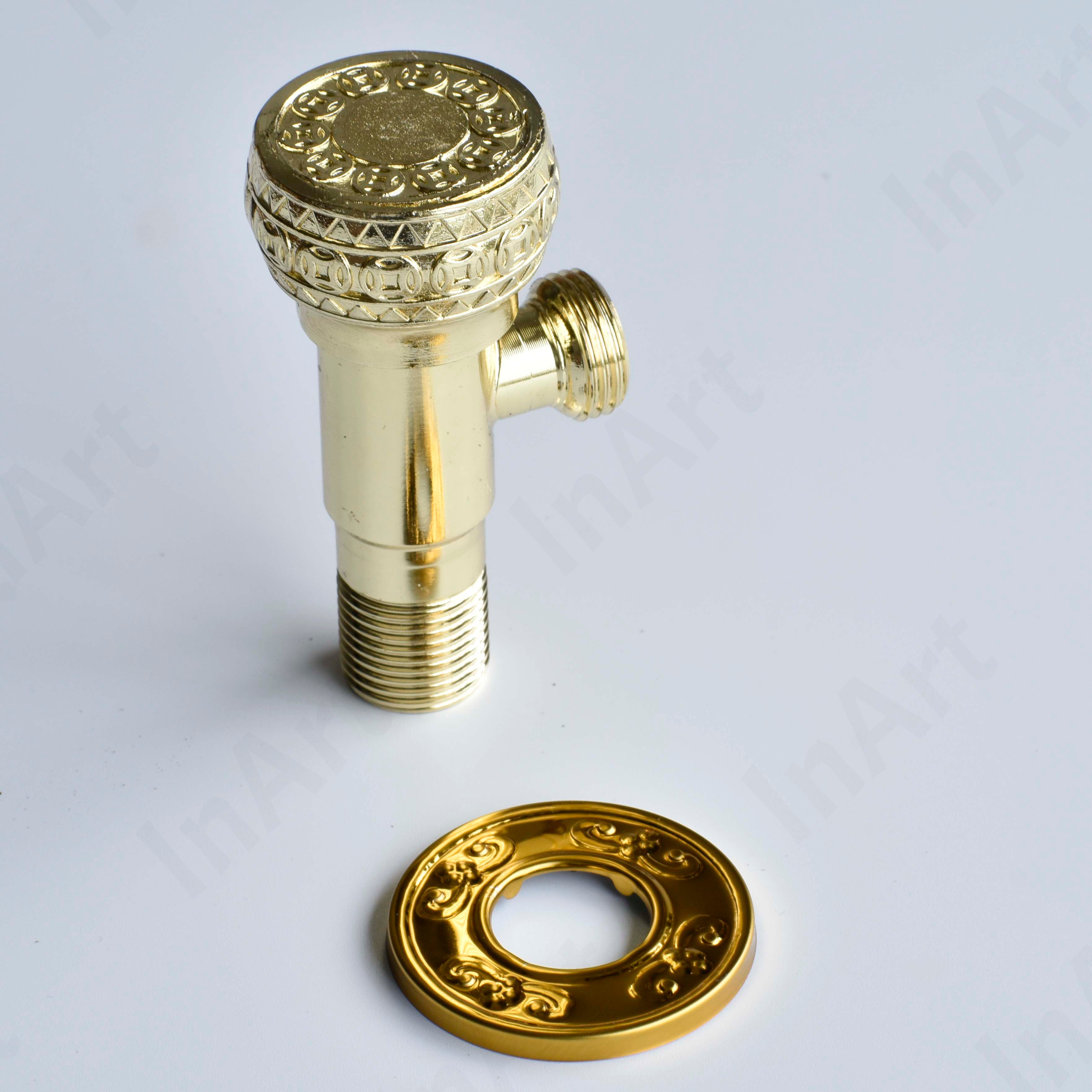 InArt Zinc Angle Valve, Stop Cock with Wall Flange, Antique Finish (Go ...