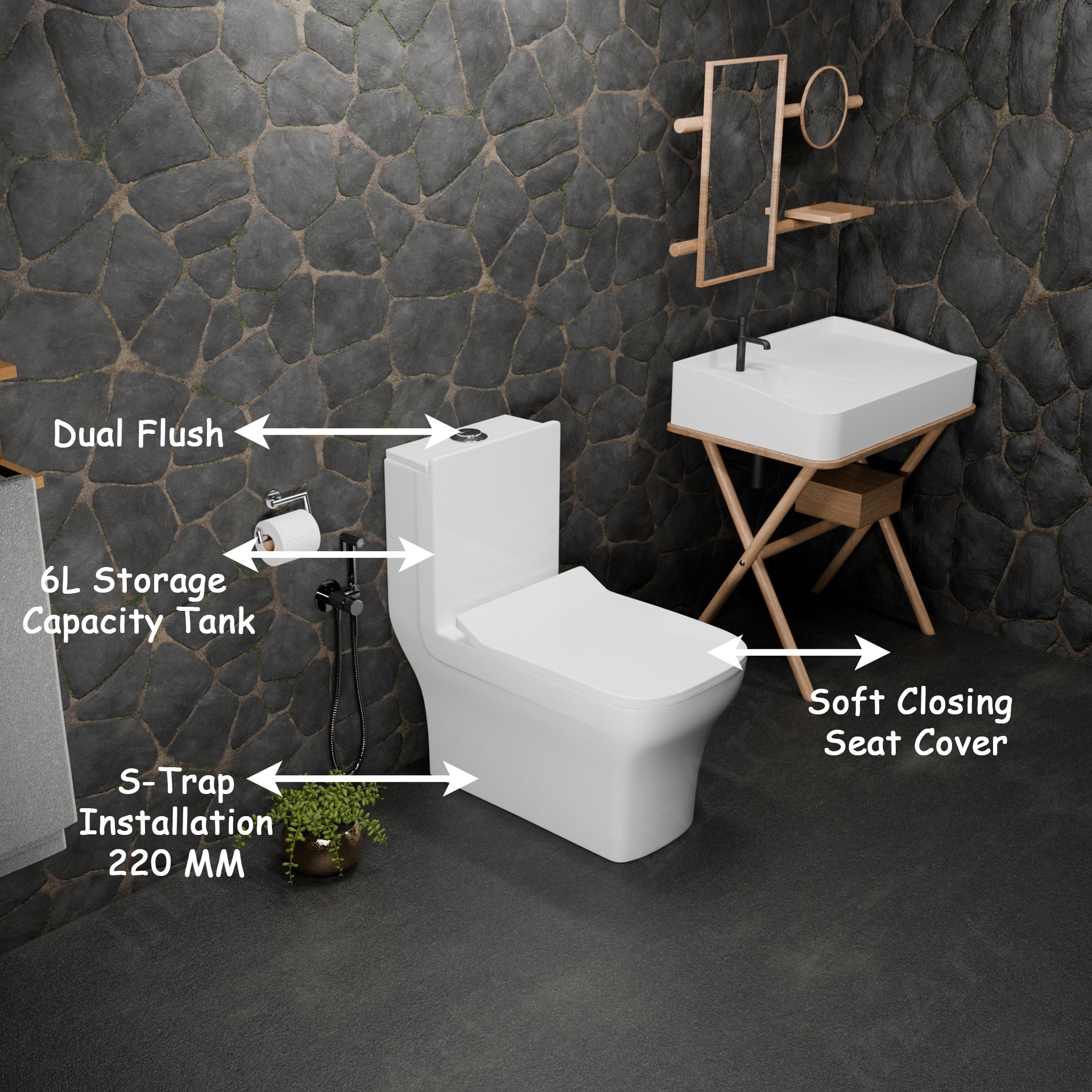 InArt Western Floor Mounted One Piece Water Closet European Ceramic We ...