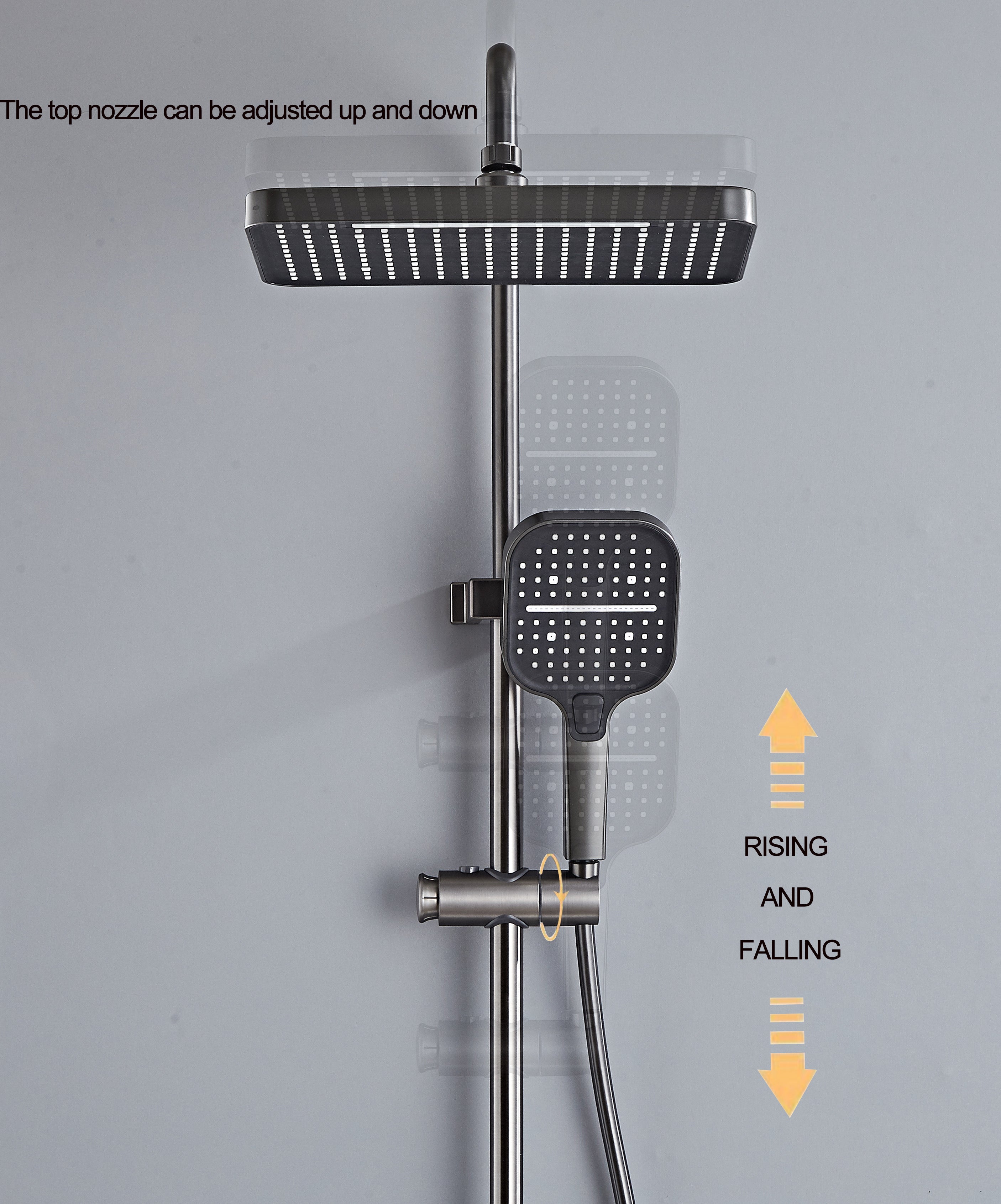 InArt Black Thermostatic Shower Panel Set with Digital Temperature Dis ...