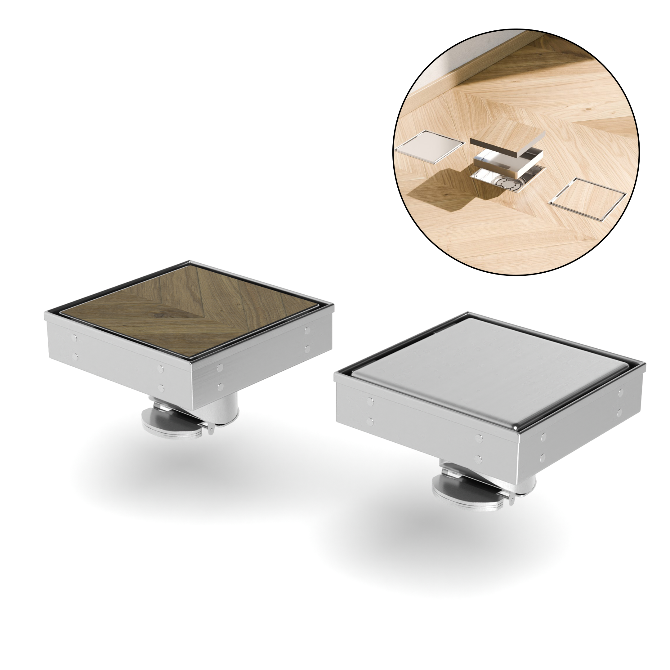 InArt Quadrate Tile Insert Floor Drain – 5x5" 304 Stainless Steel Invi ...