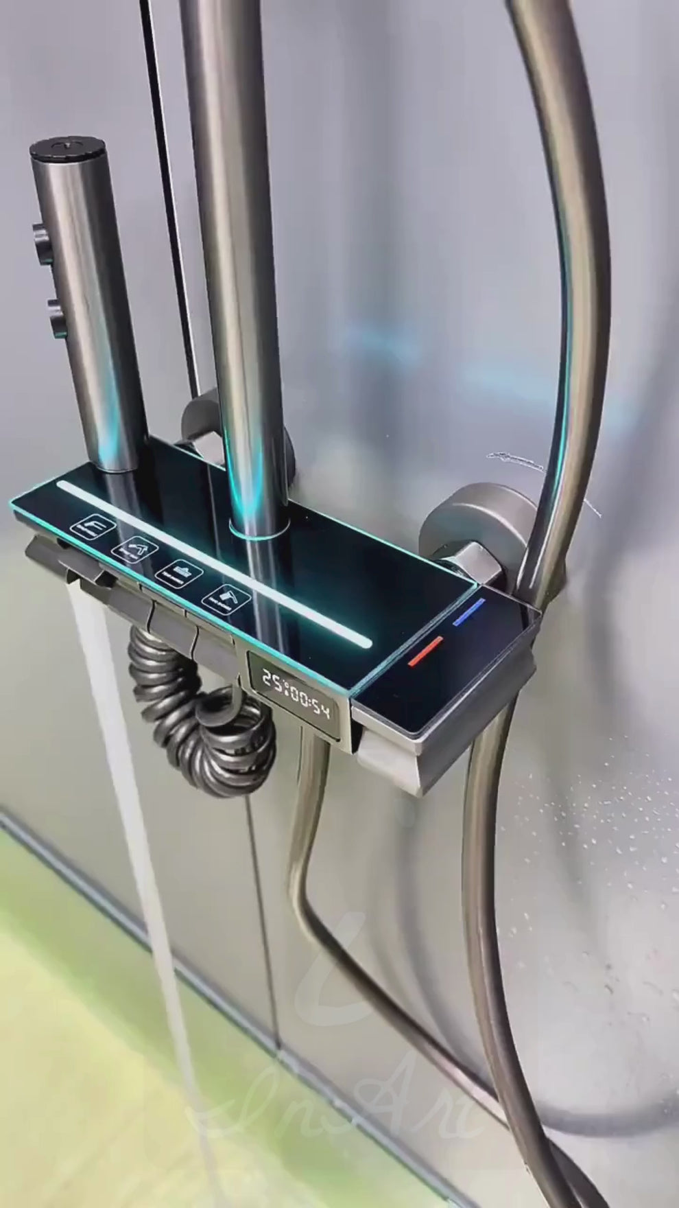 Inart LED Rainfall Modular Shower Panel - Luxury Black Stainless Steel ...