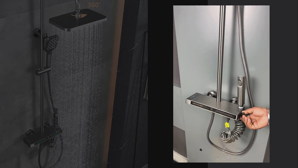 InArt Shower Panel & Mixer Tap Set: Hot/Cold Water, Digital Bath Showe ...