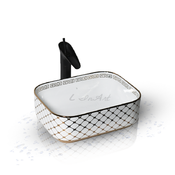 InArt Table Top Wash Basin Design Gold Color 40 x 30 CM Counter Basin ...