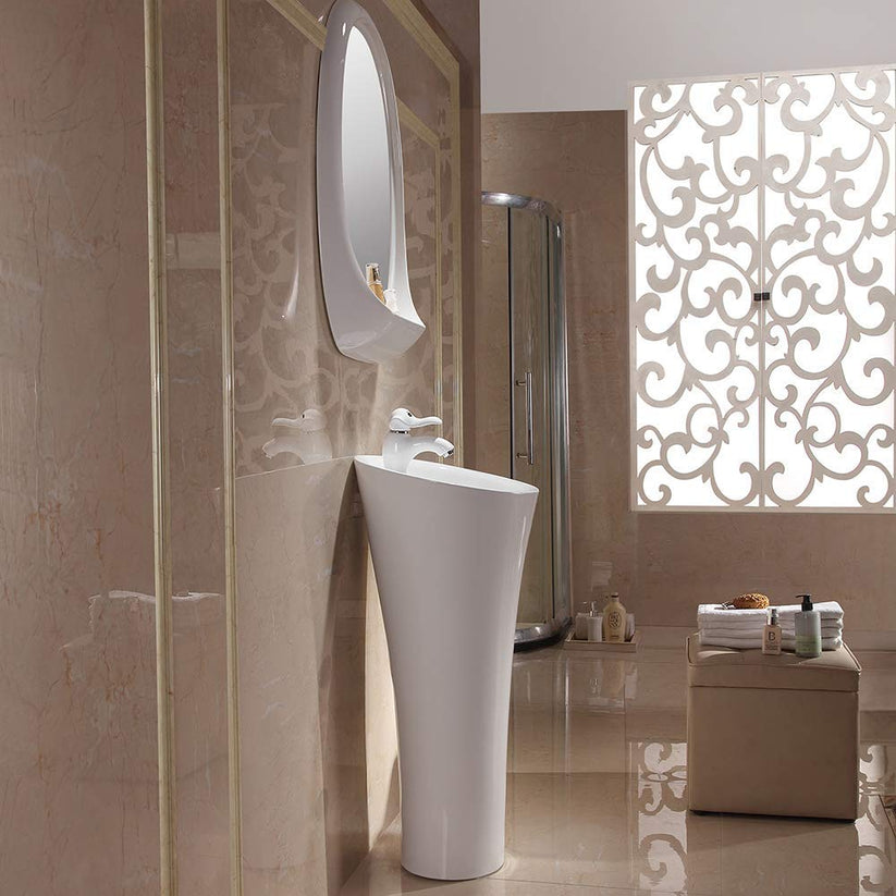 InArt Ceramic Pedestal Free Standing Round Wash Basin White 38x38 CM P ...