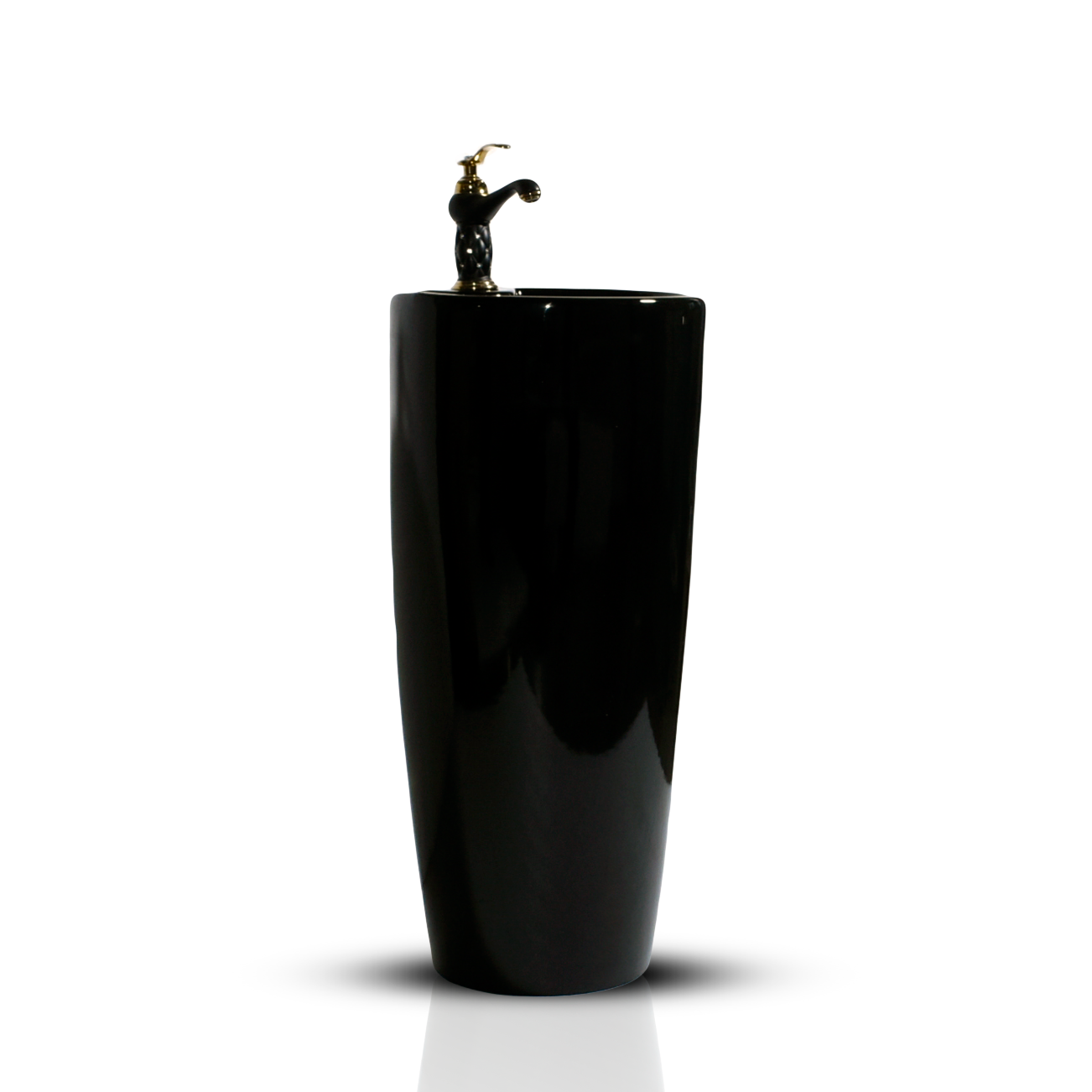 InArt Ceramic One Piece Pedestal Wash Basin Free Standing Round Glossy