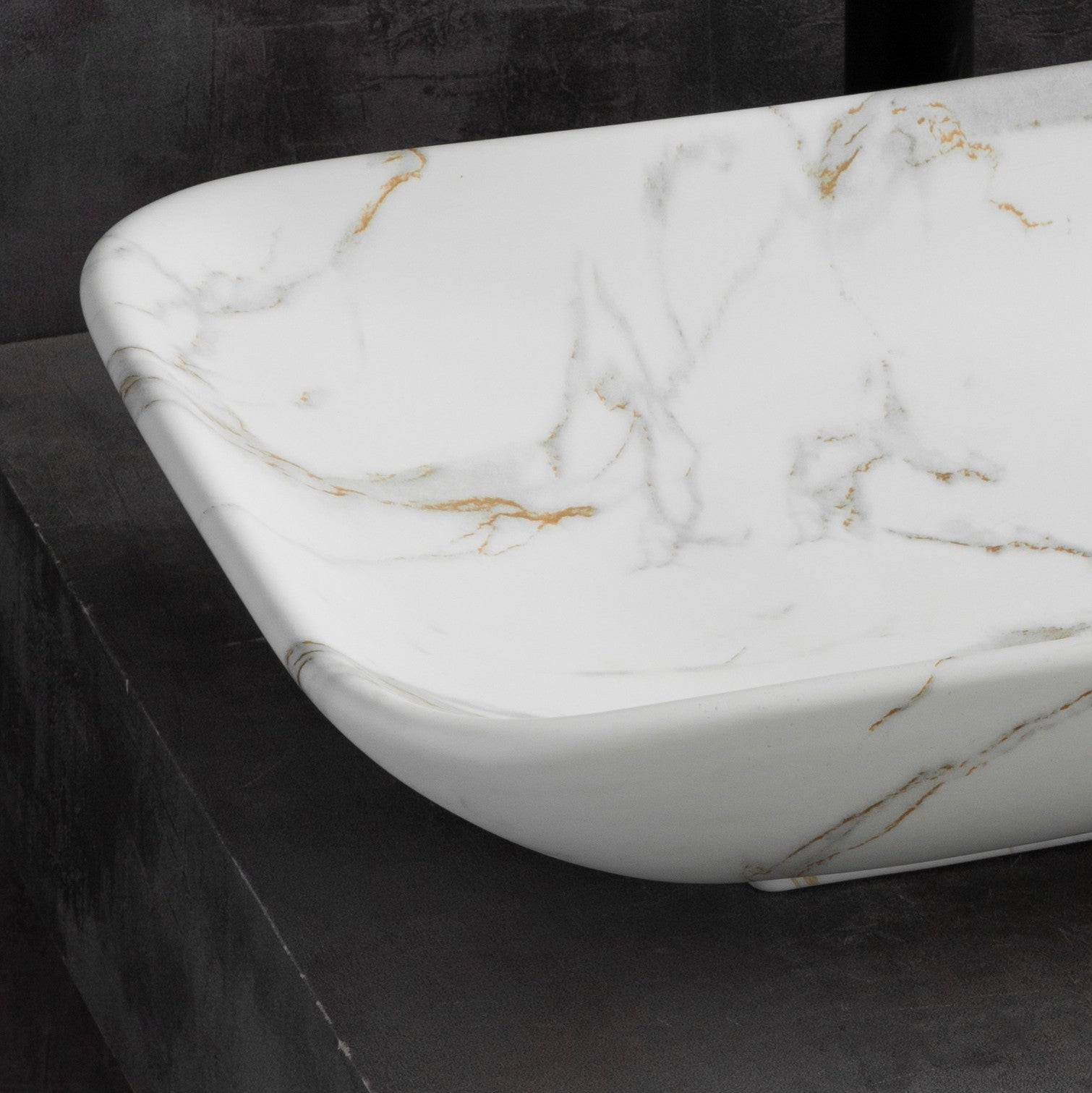InArt Modern Big Table Top Wash Basin 70x40 CM White Marble Design DW2 ...