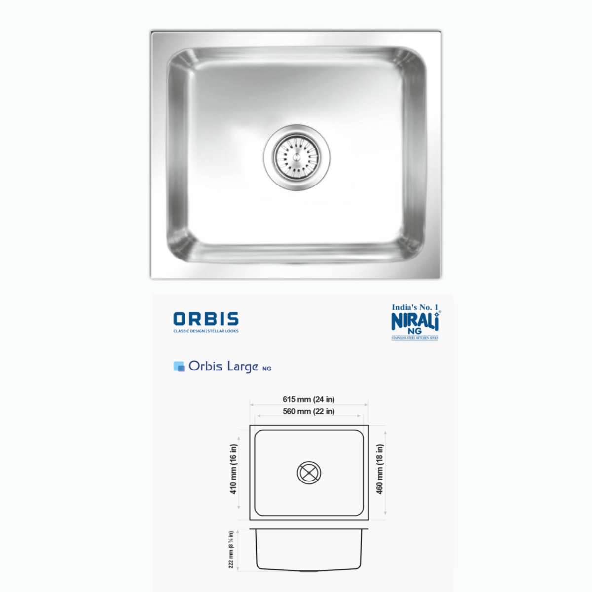 Nirali NG AISI 304 Grade Stainless Steel Single Bowl Kitchen Sink Orbi – InArt-Studio