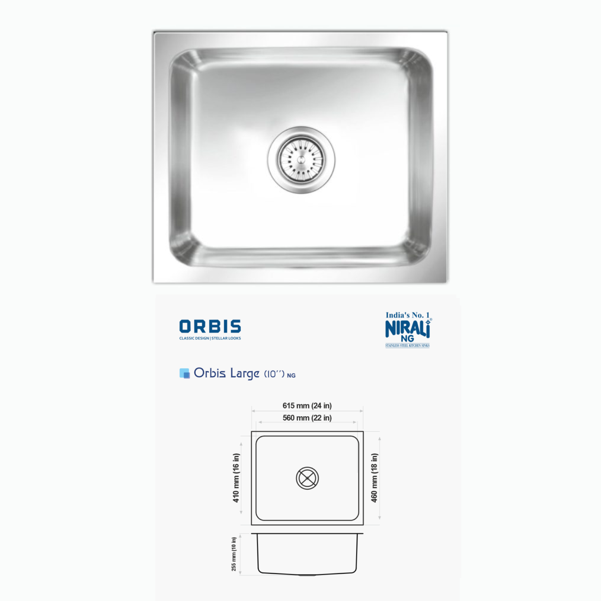 Nirali NG AISI 304 Grade Stainless Steel Single Bowl Kitchen Sink Orbi – InArt-Studio