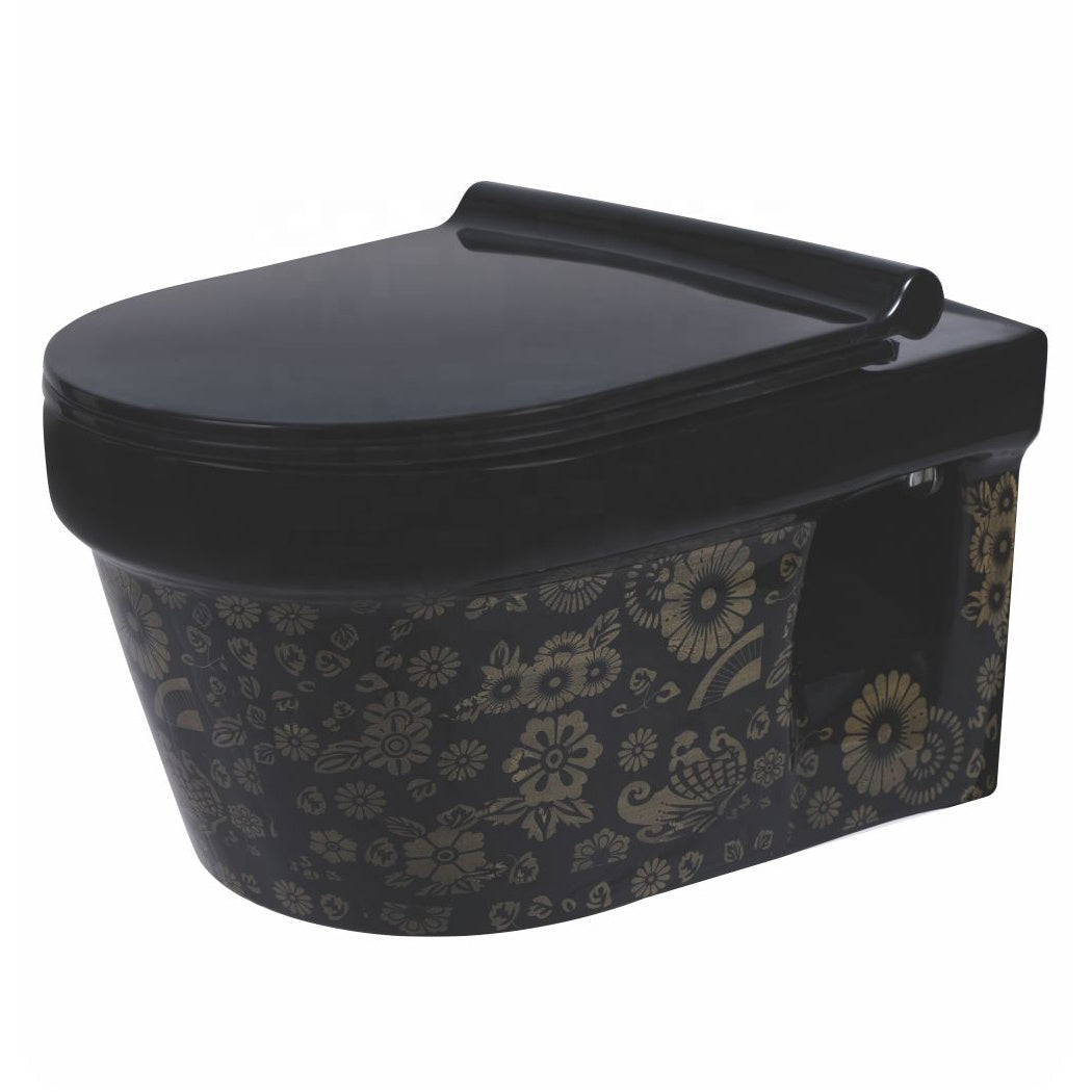 InArt Ceramic Rimless Western Toilet Seat Commode Wall Mounted or Wall