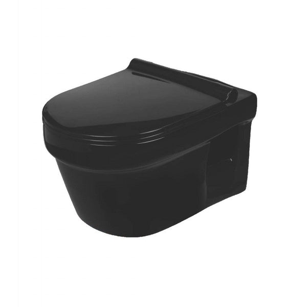 InArt Ceramic Rimless Black Western Toilet Seat Commode Wall Mounted o ...